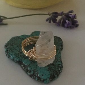 Jewelry | Rose Luster Quartz Stone Wire Wrapped Ring | Poshmark